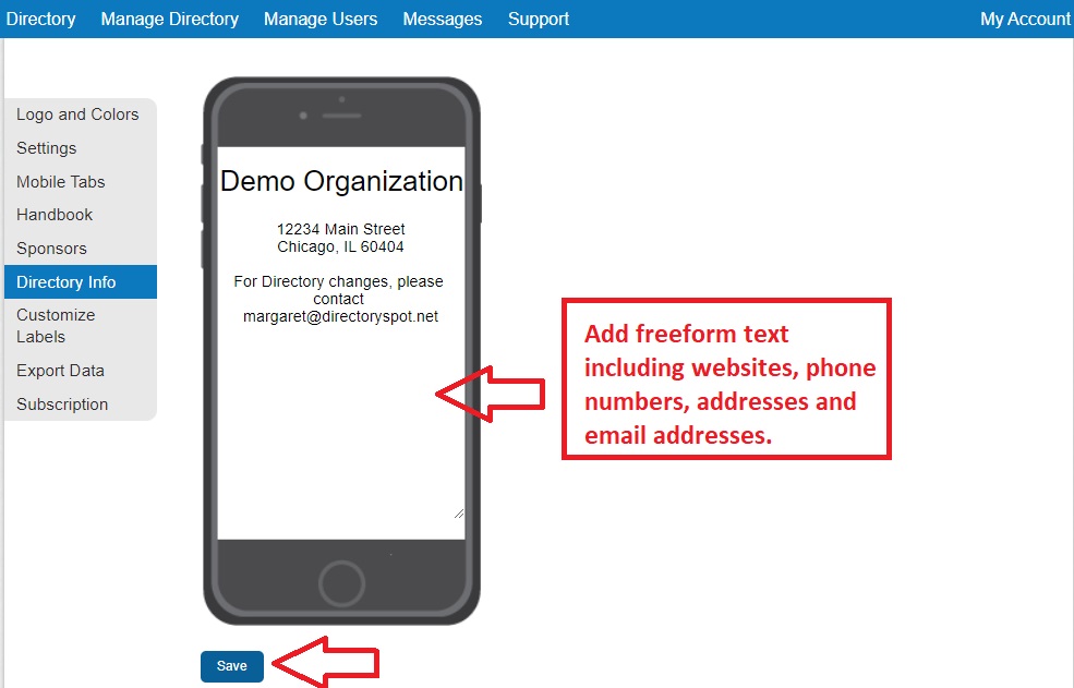 Add the Directory Info Tab – DirectorySpot