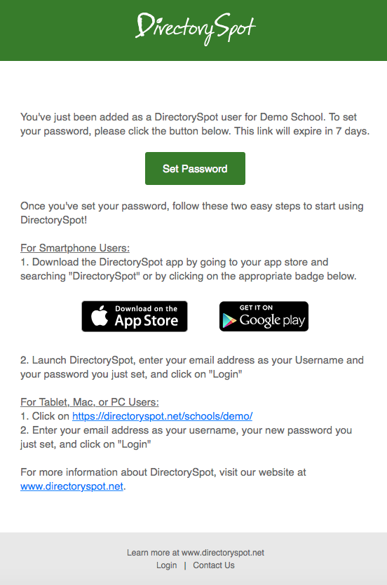 What does the automated email to new users look like? – DirectorySpot